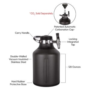 GrowlerWerks uKeg Go Carbonated Growler Beer Gift and Craft Beverage Dispenser for Beer, Soda, Cider, Kombucha and Cocktails, Amazing Gift for Beer Lovers,128 oz, Tungsten