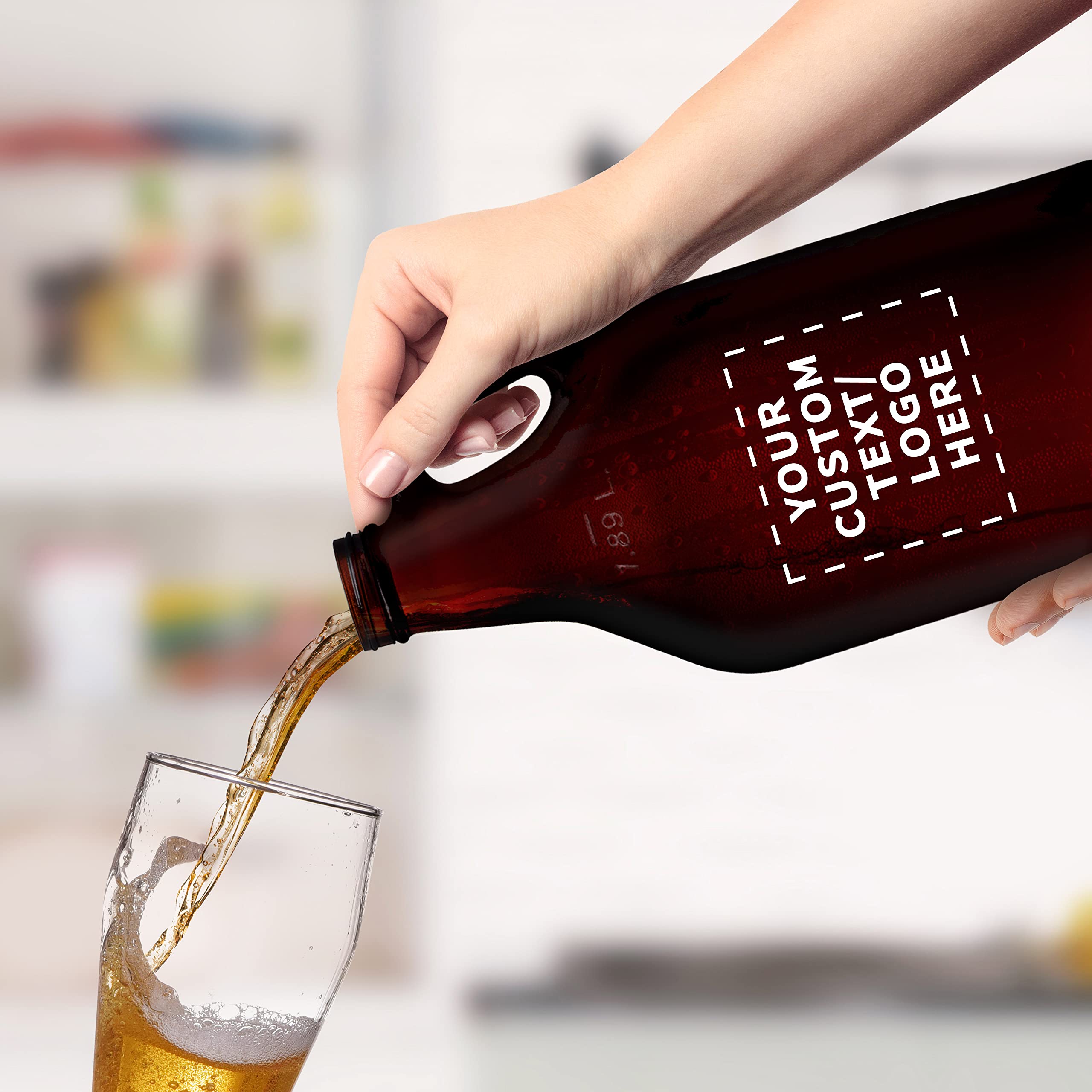 DISCOUNT PROMOS 6 Amber Glass Beer Growlers Set, 64 oz. - Customizable Text, Logo - Screw on Lid, Sturdy, Barware - Amber