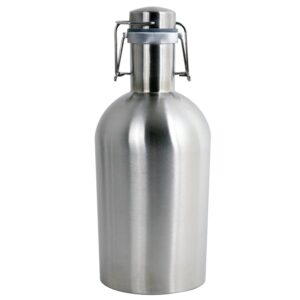 thirsty rhino remba, 64 oz stainless steel beer growler jug, brushed silver (set of 1)