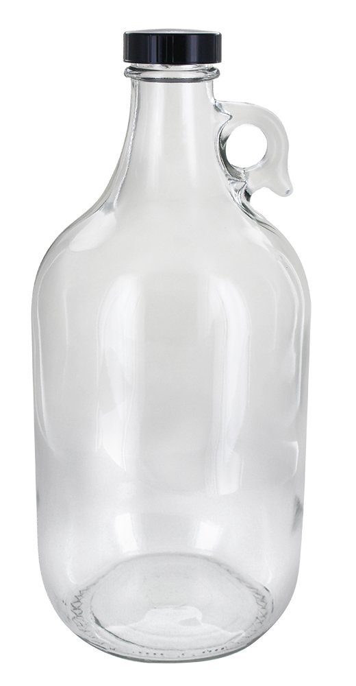 FastRack 64 oz Growler, 1/2 Gallon Glass Beer Growler, Half Gallon Glass Jug, 1/2 Gallon Glass Jug, Set of 6, Comes with 12 Extra Poly Seal Caps & Twin Bubble Airlock and Carboy Bung (Pack of 2)