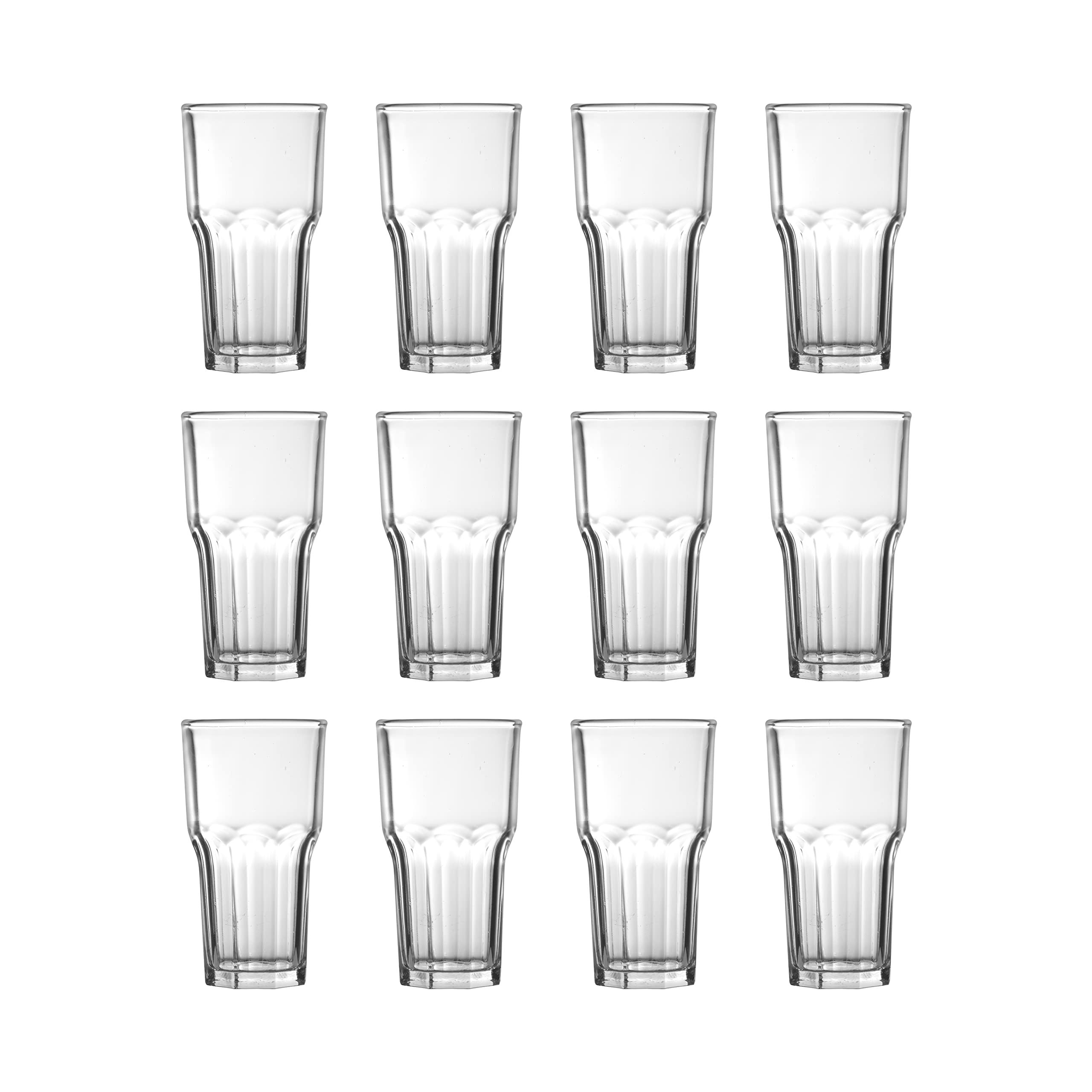 Fortessa Basics Chez Bistro Everyday 12 Pack Set Glassware Kitchen and Barware Great for: Beer, Cocktails, Water, Juice, Iced Tea, Soft Drinks., Cooler Glass, 16 Ounce