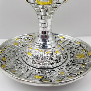 Silver Plated KIDDUSH CUP with Matching Tray Jewish Shabbat Set Jerusalem Of Gold Judaica Gift Large