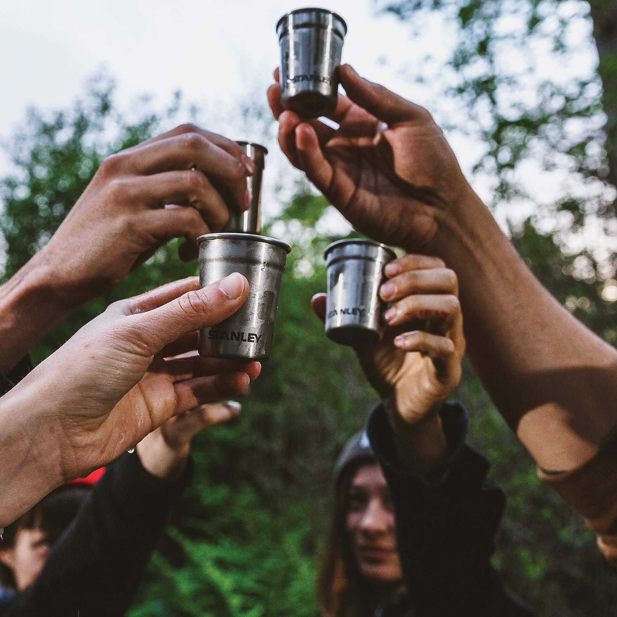 Stanley Adventure Nesting Shot Glass Set, 4 Stainless Steel Shot Glasses with Rugged Metal Travel Carry Case, Camping Gifts, Matte Black, 2oz