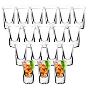 yuleer shot glass, 1-ounce whiskey glass set, clear heavy base shot glasses set of 18