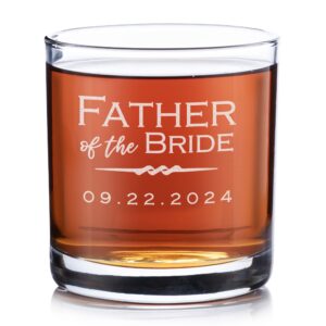 lifetime creations personalized father of the bride whiskey glass 10.5 oz - engraved old fashioned rocks glass wedding gift for dad, scotch glass, dishwasher safe