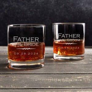 Lifetime Creations Personalized Father of the Bride Whiskey Glass 10.5 oz - Engraved Old Fashioned Rocks Glass Wedding Gift for Dad, Scotch Glass, Dishwasher Safe