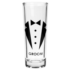 BLUE PANDA Set of 5 Groomsmen Shot Glasses with Tuxedos for Bachelor Party Decorations and Favors or Groomsmen Gifts, Wedding Shot Glasses, Heavy Base for Tequila, Whiskey, Vodka (2 oz Each)