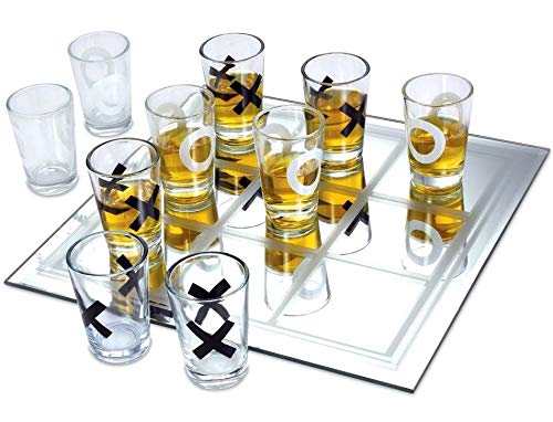 Dondor Enterprises Tic Tac Toe Shot Glass Drinking Game, Beer Bottle Opener Cap Game, His & Hers Wine Cork & Beer Cap Shadow Box (TIC TAC TOE)