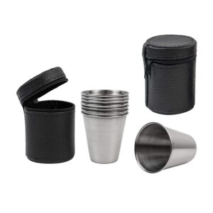 auear, stainless steel shot glass espresso shot cups barware drinking vessel for bar home restaurant (2.3 ounce/70 ml, 2 sets)