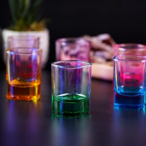 The Buybox - 6 Pieces Colored Shot Glass Set, 1.75oz Heavy Mini Base Shot Glass Set, Colored Shot Glasses Bulk, Tequila Cups Small Glass, Shot Glasses for Whiskey, Tequila, Vodka & Liquors (6)