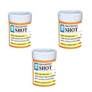 shot glasses prescription rx pill bottle funny shot glass set of 3 novelty fun shots 2 oz gag gifts sets for men & women, great party shots for vodka, whiskey, tequila, espresso, secret santa birthday