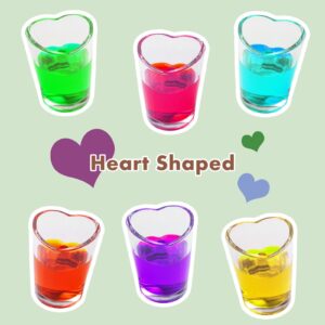 Valeways Shot Glasses, 1.5oz Heart Shaped Shot Glass Set of 6/Clear Shot Glasses/Super Cute Shot Glasses/Mini Shot Glasses