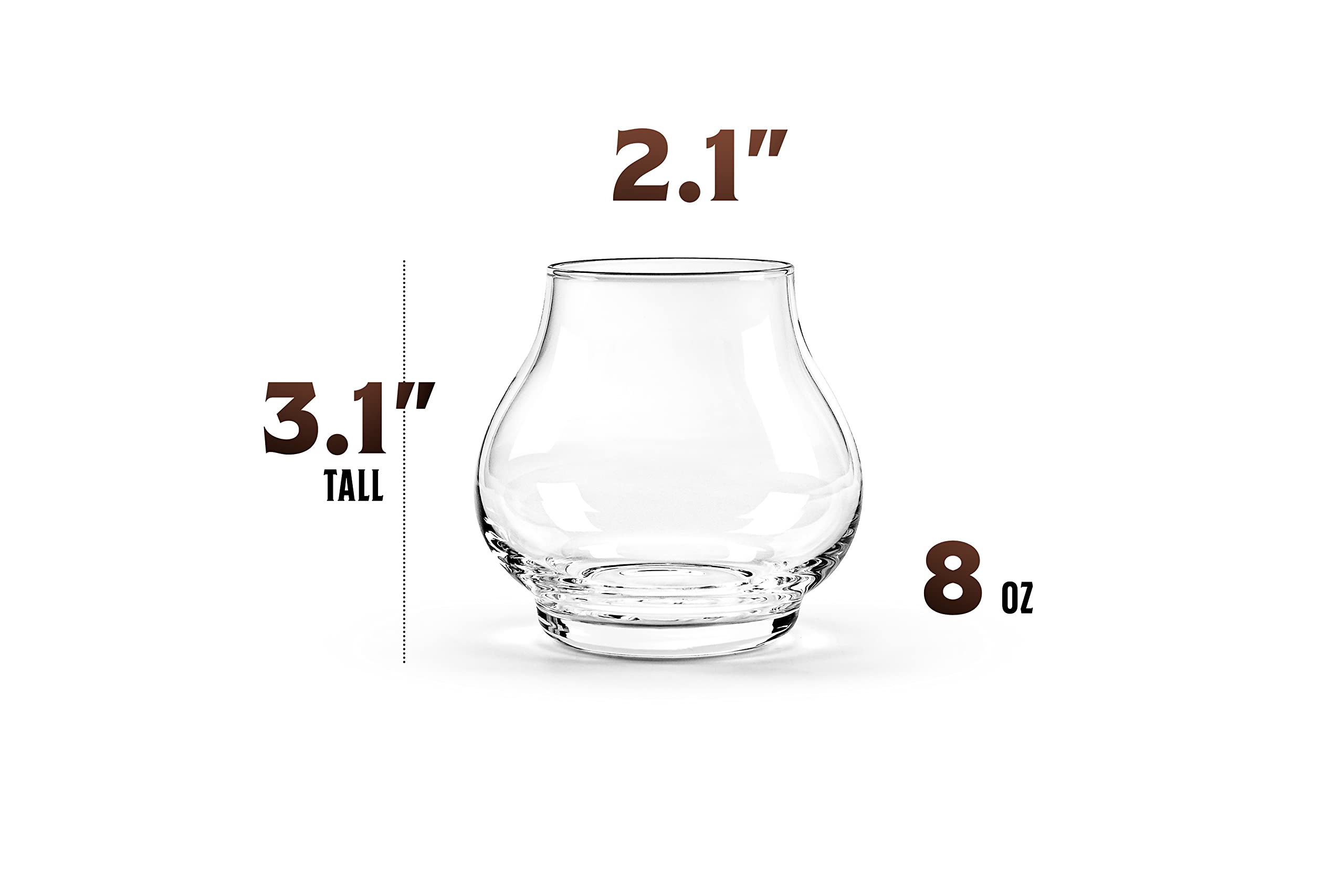 Small 8 oz Brandy, Cognac and Armagnac Tasting Glasses | Set of 4 | Professional Balloon Shaped Snifters for Nosing and Sipping Neat Liquor and Spirits | Crystal Stemless Gift Sniffers