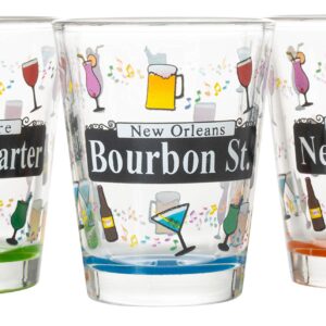 Set of 3 New Orleans Street Sign Mardi Gras Souvenir Shot Glasses