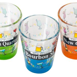 Set of 3 New Orleans Street Sign Mardi Gras Souvenir Shot Glasses