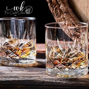 Whiskey Glasses Set of 4 With An Elegant Gift Box - 10 Oz Cocktail Glasses for Bourbon, Scotch, Cognac, Rocks Glasses Gift For Men, Old fashioned Crystal Whisky Glasses