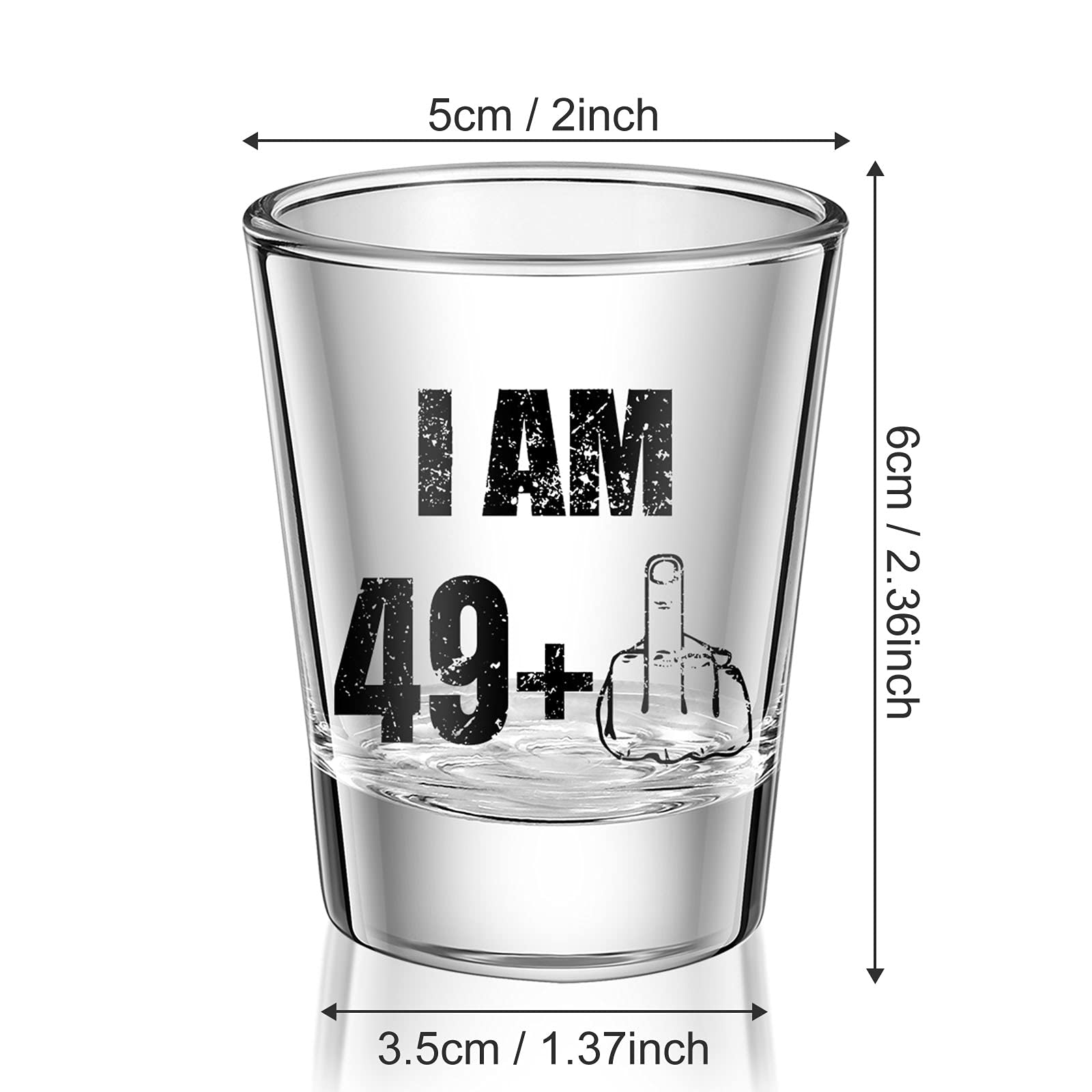 2 Pieces Middle Finger Shot Glass 2oz Black Funny Birthday Party Wine Glasses Present for Women and Men Celebrate Turning Birthday Decoration (49 Plus 1 Style)