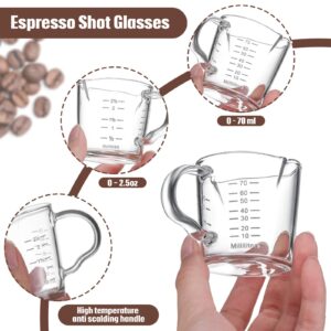 3 Pieces Espresso Shot Glass Double Spouts Measuring Cups 3 Ounce Triple Pitcher Barista Double Spouts with Pouring Handle for Milk, Espresso, Coffee