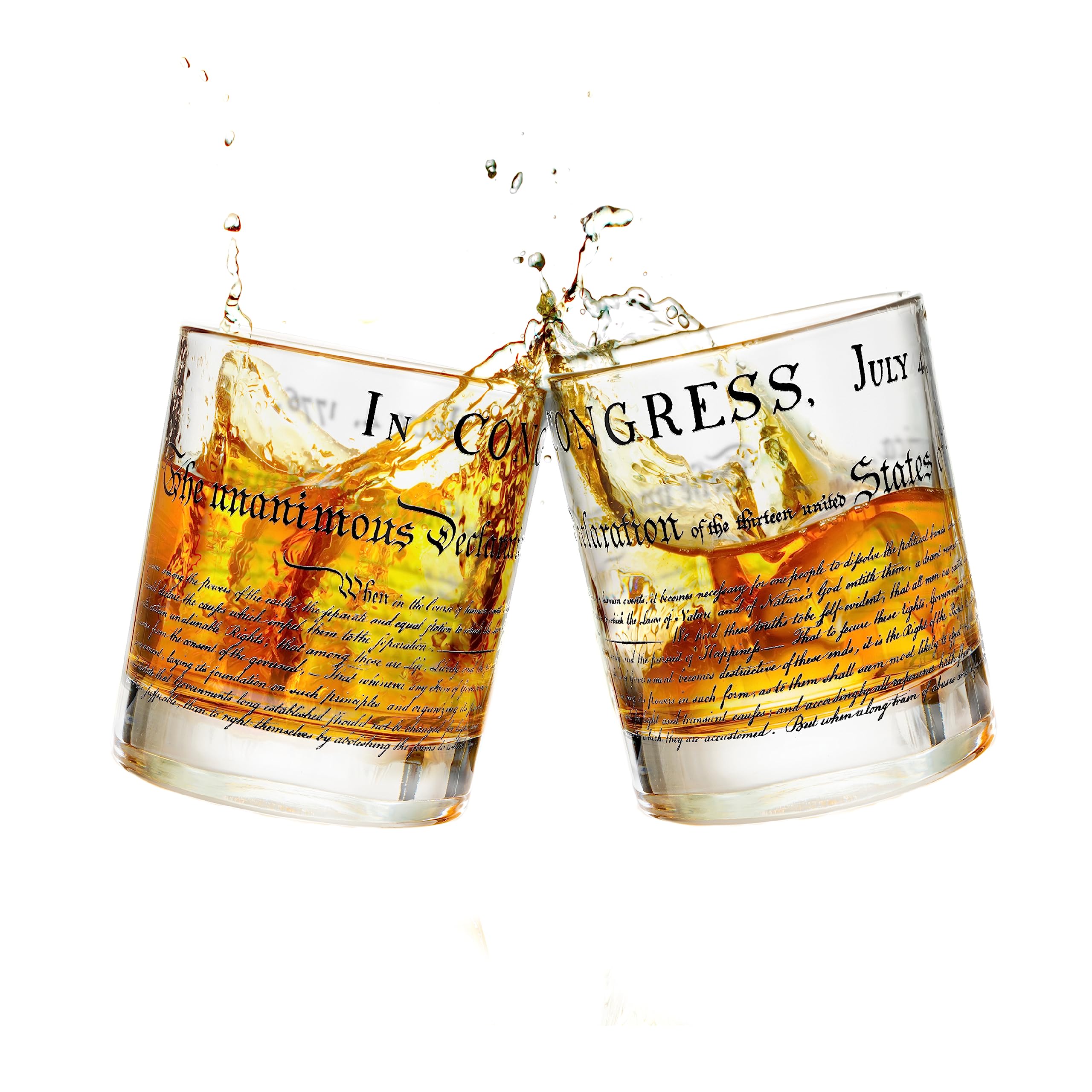 Greenline Goods Whiskey Glasses - Declaration of Independence (Set of 2) | 10 oz Tumblers - American US Patriotic Gift Set | Old Fashioned Cocktail Glasses