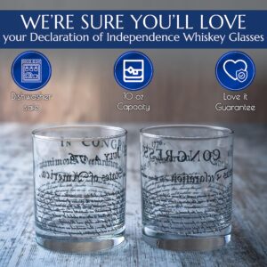 Greenline Goods Whiskey Glasses - Declaration of Independence (Set of 2) | 10 oz Tumblers - American US Patriotic Gift Set | Old Fashioned Cocktail Glasses