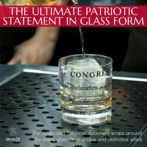 Greenline Goods Whiskey Glasses - Declaration of Independence (Set of 2) | 10 oz Tumblers - American US Patriotic Gift Set | Old Fashioned Cocktail Glasses