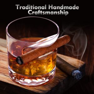 Chouggo Cigar Whiskey Glasses - Unique Ice Ball Bottom Design - Old Fashioned Whiskey Glasses Set of 2, Great Gifts for Dad from Daughter, Son, Wife