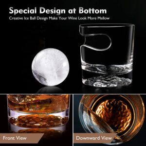 Chouggo Cigar Whiskey Glasses - Unique Ice Ball Bottom Design - Old Fashioned Whiskey Glasses Set of 2, Great Gifts for Dad from Daughter, Son, Wife