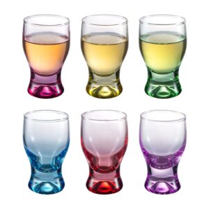 M&N HOME 6 Pack Shot Glass Set, Glass Shot Glasses, Cute Shot Glasses, 2 Oz Shot Glasses, Wedding Shot Glasses, Mini Brandy Sniffers, Liquor Glasses, New Years Eve Party Supplies - Multicolored Set