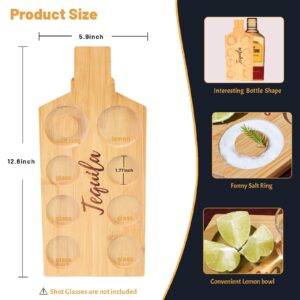 LOBUBT Tequila Shot Board Shot Glasses Display Case with Salt Rim Wooden Serving Tray for Whiskey,Tequila,Vodka,Espresso,Liqueurs, Party & Collection Housewarming,Christmas Gifts