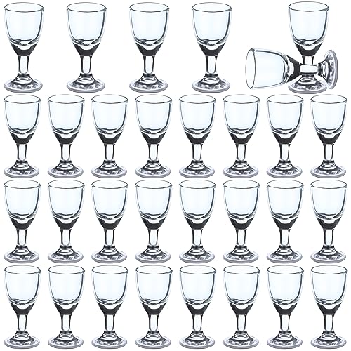 Ioffersuper 30-Pack Shot Glasses Set, 15 ml/0.5 oz Mini Shot Glasses with Stem, Mini Wine Glasses, Thickness Glass