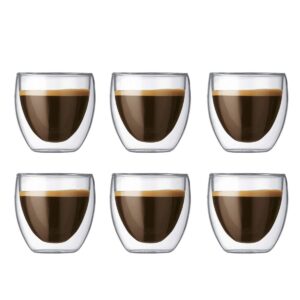 bodum pavina double wall clear espresso shot glass extra small 2.5 ounce 6-pack