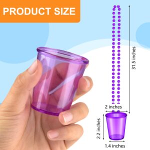 48 Pieces Shot Glass on Beaded Necklace Shot Glass Necklaces Plastic Shot Cup Necklace for Team Groom and Bride Supplies Bachelorette Party Birthday Wedding Party Festival Parade (6 Colors)