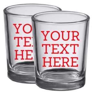 Personalized Printed 2.5oz Shot Glasses 2pk – Customized Gift for Women Men, Custom Message Name, Birthday Gift Ideas Friend Her Him, 21st Party Favors, Cute Funny Unique, 16 Colors, Your Text Here