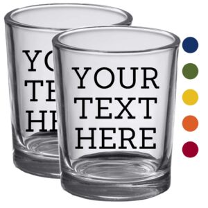 Personalized Printed 2.5oz Shot Glasses 2pk – Customized Gift for Women Men, Custom Message Name, Birthday Gift Ideas Friend Her Him, 21st Party Favors, Cute Funny Unique, 16 Colors, Your Text Here