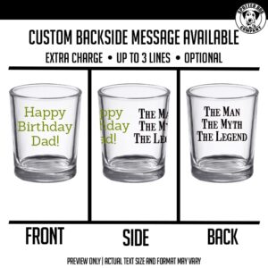 Personalized Printed 2.5oz Shot Glasses 2pk – Customized Gift for Women Men, Custom Message Name, Birthday Gift Ideas Friend Her Him, 21st Party Favors, Cute Funny Unique, 16 Colors, Your Text Here