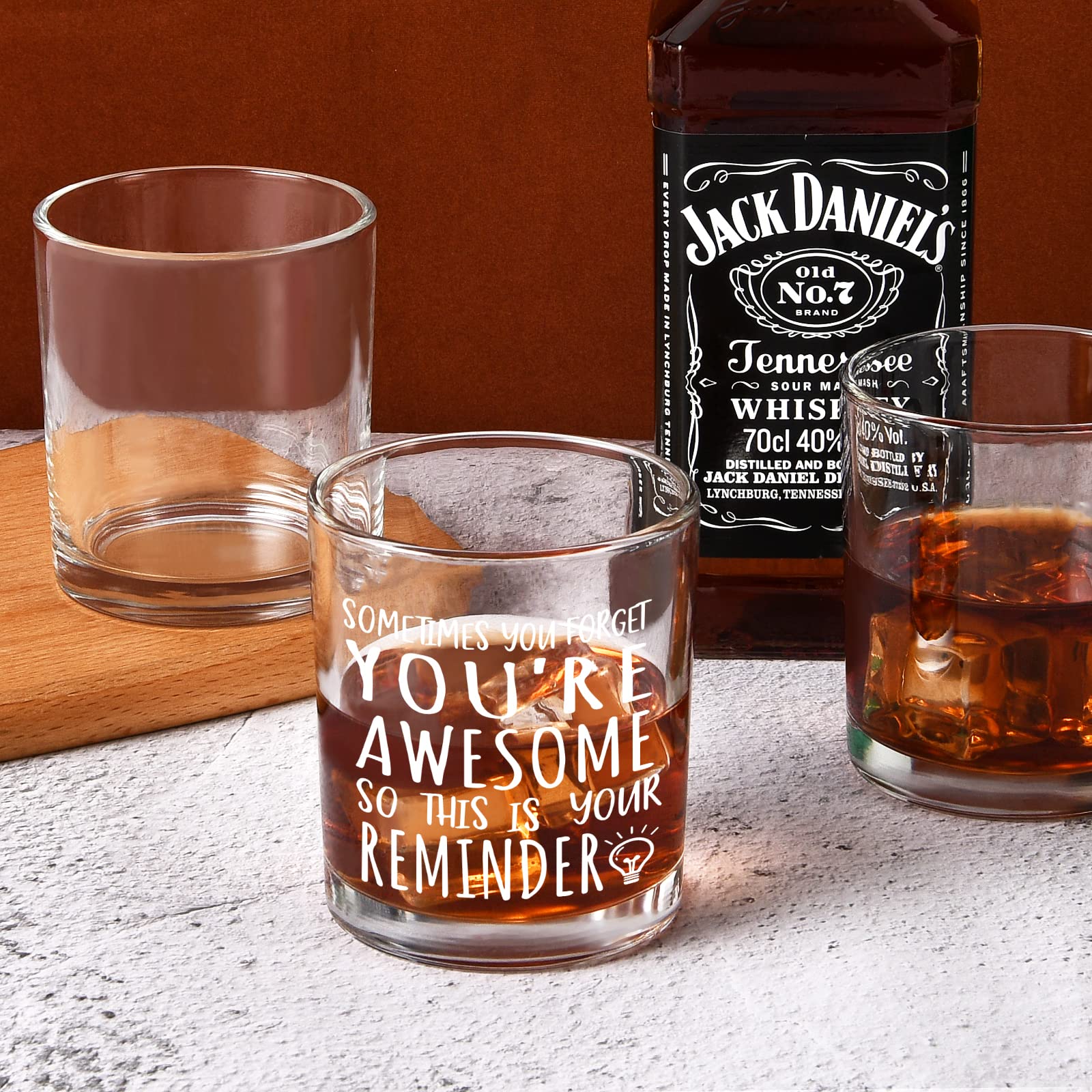 DAZLUTE Thank You Gifts for Men, Sometimes You Forget You're Awesome Whiskey Glass, Appreciation Gift Inspirational Gift Encouragement Gift for Men Coworker Friend Employee, 10oz Thank You Rock Glass