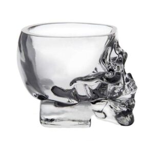 URMAGIC 4 Pcs Skull Shot Glasses, 2.5 Oz Crystal Skeleton Cup Halloween Drinkware Supplies,Skull Shaped Clear Glass Cup,Skull Face Whiskey Glasses,Halloween Party Bar Cup For Men(4 Skull Glasses)