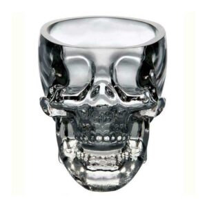 URMAGIC 4 Pcs Skull Shot Glasses, 2.5 Oz Crystal Skeleton Cup Halloween Drinkware Supplies,Skull Shaped Clear Glass Cup,Skull Face Whiskey Glasses,Halloween Party Bar Cup For Men(4 Skull Glasses)