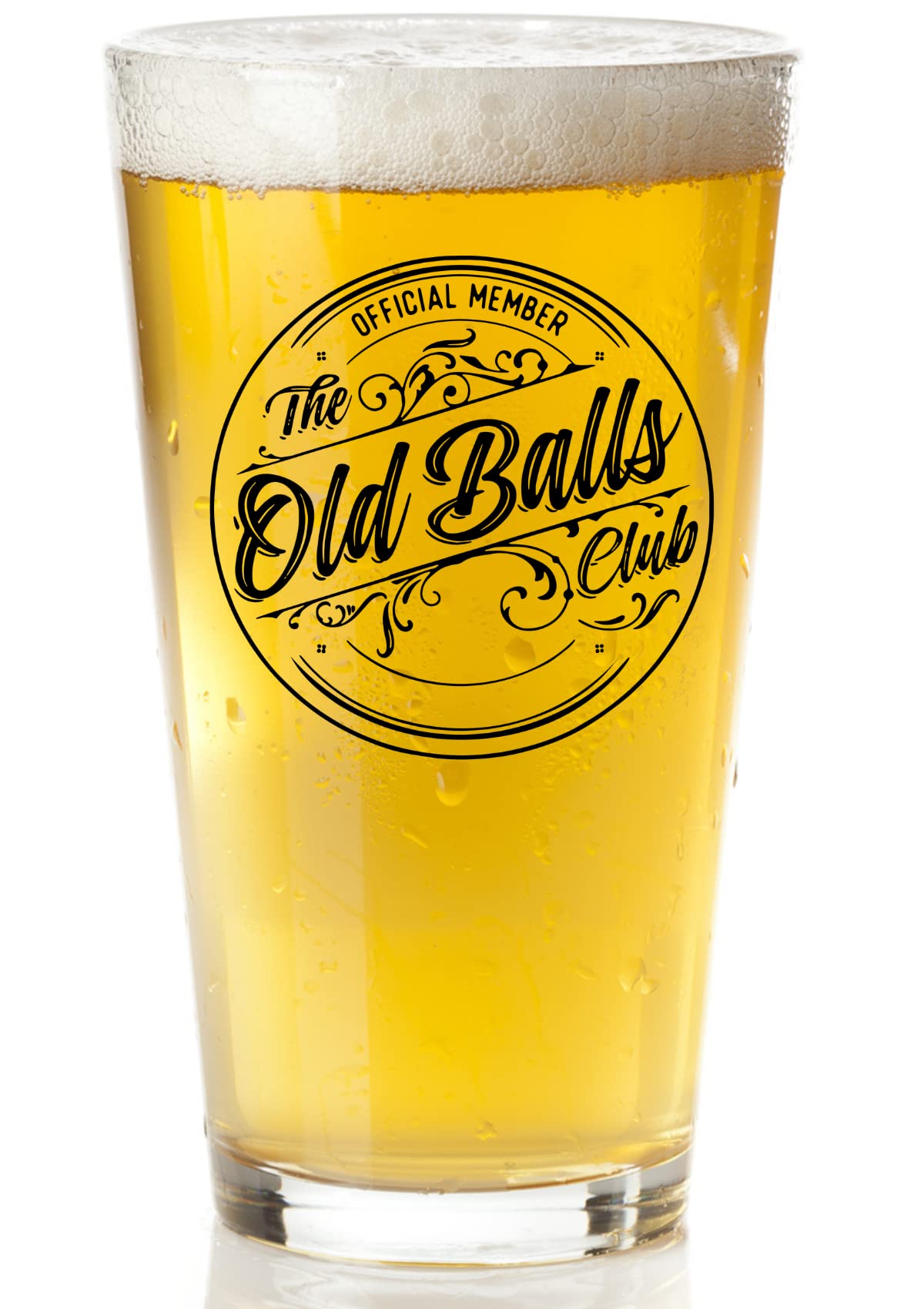 Old Balls Beer Glass - Funny Retirement or Birthday Gifts for Men - Unique Gag Gifts for Dad, Grandpa, Old Man, or Senior Citizen, 30th, 40th, 50th, 60th Birthday Gift for Men