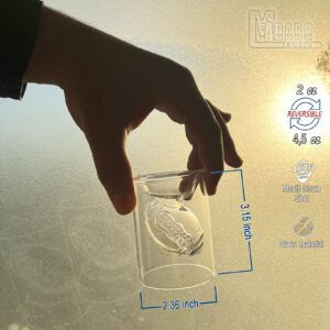 MADARC SPORT - Set of 4 - Football Reversible Shot Glasses 2Oz / 4.5Oz, with 3D relief Football Ball Shape inside - (Modern)