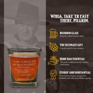 Whiskey Cocktail Glass with John Wayne Quote, Unique Bourbon Glasses, Perfect, Fun, and Ideal Gift for Dads or Grandfather, With Thick Bottom Double Old-fashioned - 10 oz