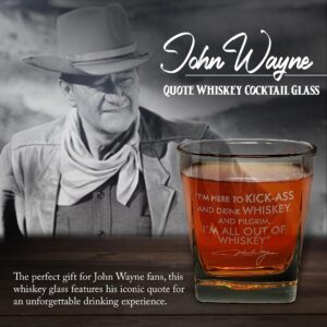 Whiskey Cocktail Glass with John Wayne Quote, Unique Bourbon Glasses, Perfect, Fun, and Ideal Gift for Dads or Grandfather, With Thick Bottom Double Old-fashioned - 10 oz