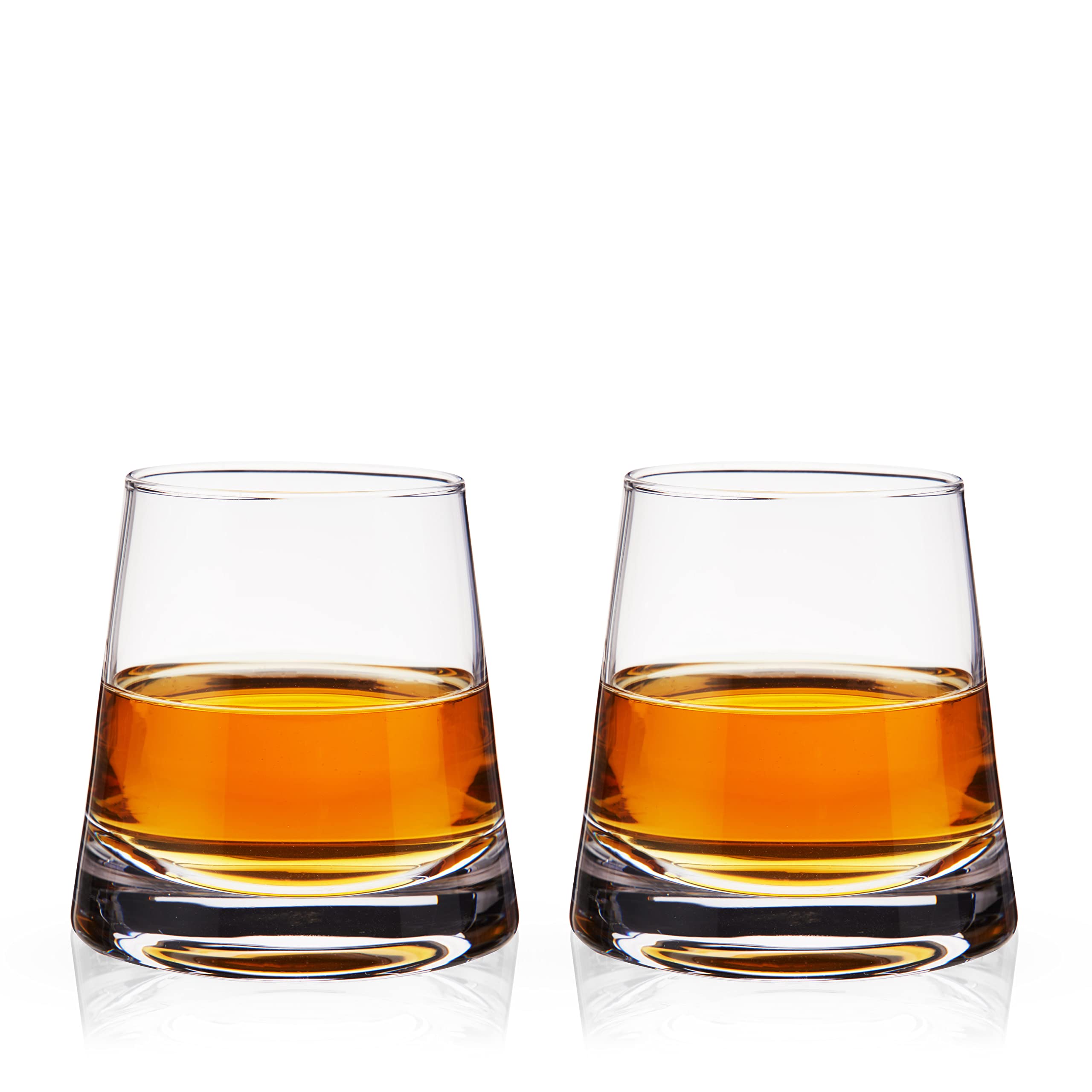 Viski Burke Whiskey Glasses with Pyramid Design, Rocks Glass, Crystal Angled Tumblers for Scotch and Cocktails, Clear, 8 Oz, Set of 2