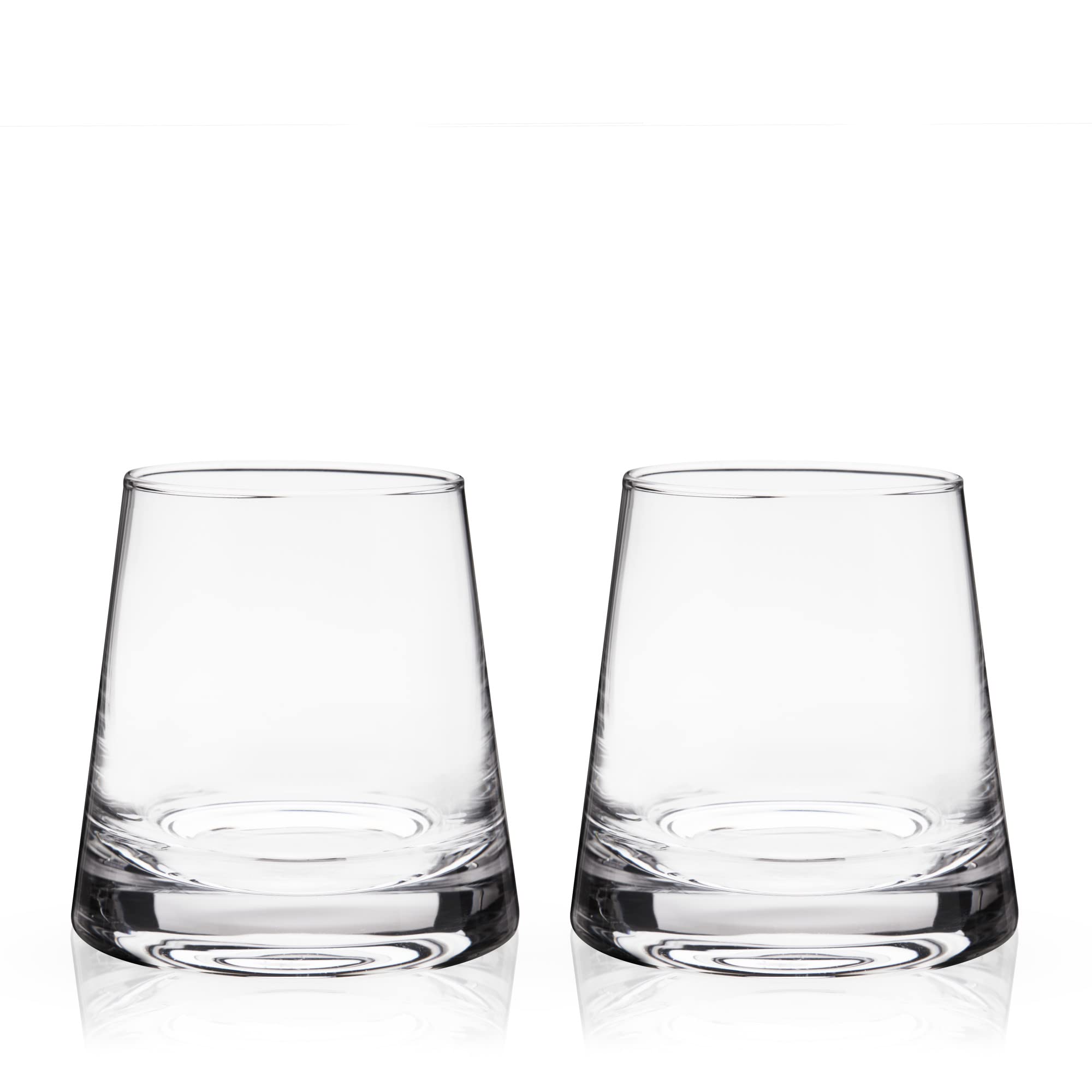 Viski Burke Whiskey Glasses with Pyramid Design, Rocks Glass, Crystal Angled Tumblers for Scotch and Cocktails, Clear, 8 Oz, Set of 2