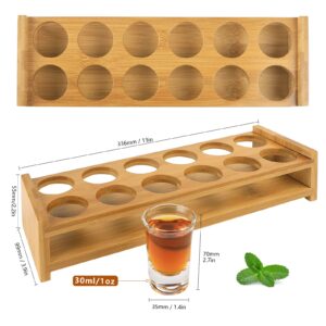 LINALL Shot Glasses 12pcs Shot Glass Set 1oz/30ml Shot Glass Holder Heavy Base Shot Glass Serving Tray for Whisky Tequila Drinking Serving Display (12pcs)