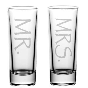 alankathy mugs 2 oz tall shot glass wedding married set (mr mrs)