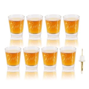 BYCNZB 2Ounce Heavy Base Shot Glass Set for Whiskey, Tequila, Vodka,Cocktail Shot Glass 8-Pack (2ozcheers)