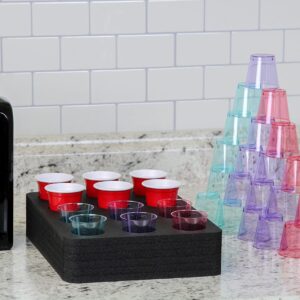 Polar Whale 2 Shot Glass Holders Organizer Modern Tray for Home Kitchen Bar or Club Party Durable Black Foam Serving Rack 10 Inches Wide Each Holds 12 Shots