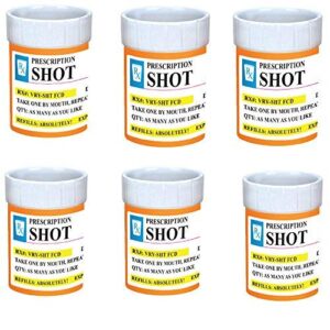 shot glasses set prescription pill bottle shot glass 2 oz rx unique funny novelty collectible shot glasses for men, great gag gifts shots for vodka, whiskey, tequila, espresso, secret santa (6 pack)