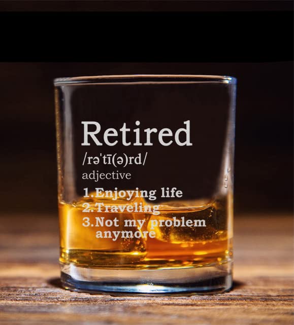 NeeNoNex Retired Definition Whiskey Glass Funny and Great Retirement Gift for Coworkers Boss Mom Dad Funny Dictionary Definition